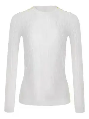 Elisabetta Franchi Buttoned-shoulder Ribbed T-shirt