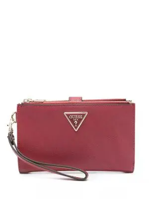 Guess Triangle Logo Leather Wallet - Red