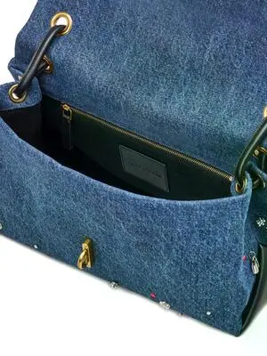 Marc Jacobs Large Denim Shoulder Bag With Charm Embellishment - Blue