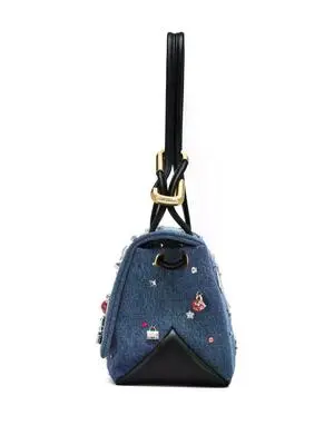 Marc Jacobs Large Denim Shoulder Bag With Charm Embellishment - Blue
