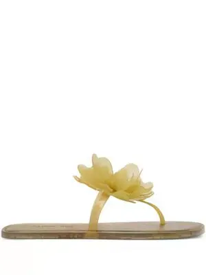 Farm Rio Flower Appliqué Flip Flops - Yellow