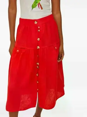 Farm Rio Button Tie Midi Skirt