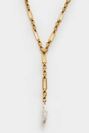 KATIE LOXTON Allure Pearl Lariat Necklace - Gold