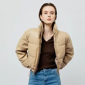 ATS Lyra Quilted Faux Leather Jacket - Creme
