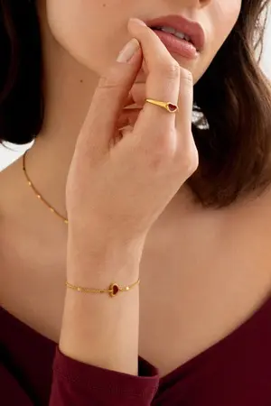 KATIE LOXTON Plated Heart Charm Bracelet