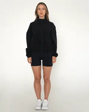 REBODY Cargo Nylon Windbreaker Jacket - Black