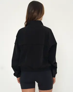 REBODY Cargo Nylon Windbreaker Jacket - Black