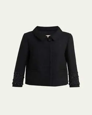 Valentino Garavani Crystal Embroidered Tweed Top Coat