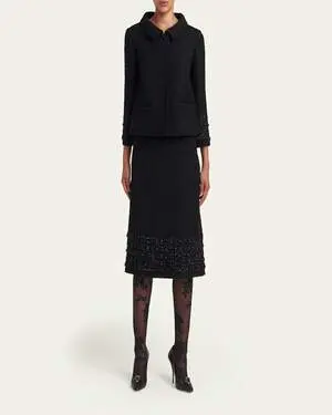 Valentino Garavani Crystal Embroidered Tweed Top Coat