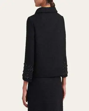 Valentino Garavani Crystal Embroidered Tweed Top Coat