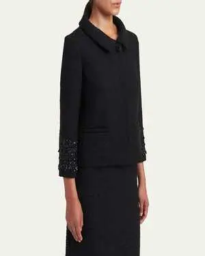 Valentino Garavani Crystal Embroidered Tweed Top Coat