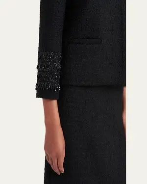 Valentino Garavani Crystal Embroidered Tweed Top Coat