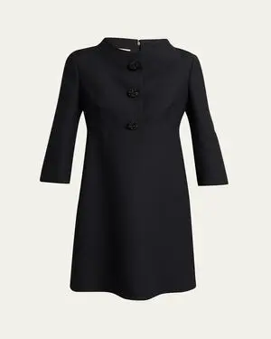 Valentino Garavani Crystal-button Crepe Mini Dress - Nero