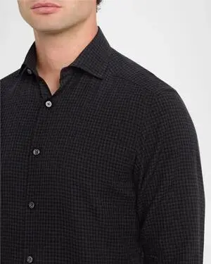 Zegna Apos;s Cotton And Cashmere Check Button-down Shirt - Gray