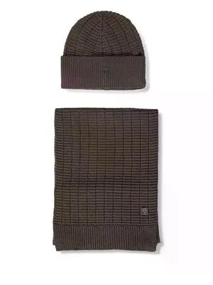 JOOP! Ribbed Beanie And Scarf Set - Brown