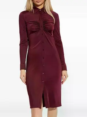 Versace Gathered Bust Midi Shirt Dress