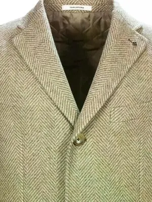 Tagliatore Herringbone Weave Brooch Coat