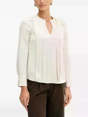 MARCIANO Keyhole Pleated Blouse - Neutrals