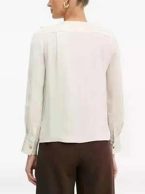 MARCIANO Keyhole Pleated Blouse - Neutrals