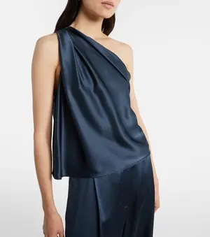 THE SEI One-shoulder Silk Satin Top