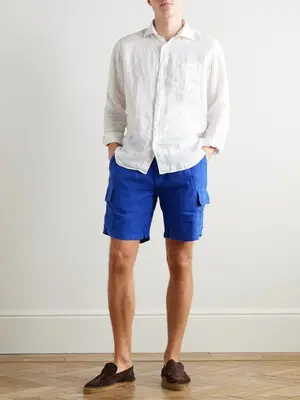 Vilebrequin Straight-leg Linen Cargo Shorts - Blue