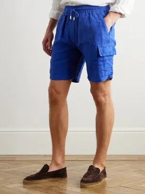 Vilebrequin Straight-leg Linen Cargo Shorts - Blue