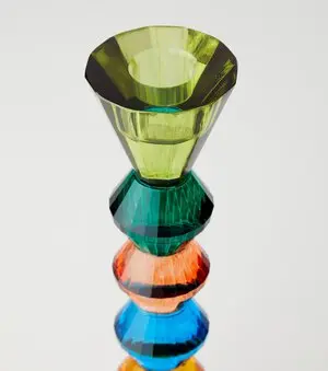 LES-OTTOMANS Crystal Candle Holder - Multicoloured