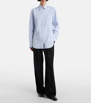 THE ROW Gavina Cotton Chambray Shirt - Blue
