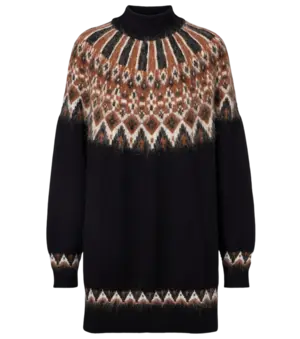 Staud Liza Fair Isle Wool-blend Sweater Dress - Black