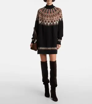 Staud Liza Fair Isle Wool-blend Sweater Dress
