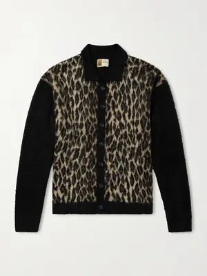 SAINT MXXXXXX Leopard-jacquard Brushed Cardigan