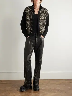 SAINT MXXXXXX Leopard-jacquard Brushed Cardigan