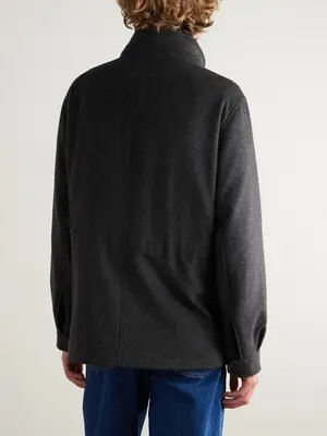 Zegna Padded Oasi Cashmere Coat With Suede Trim