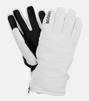 Bogner Dana Quilted Leather Ski Gloves - White