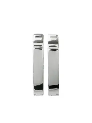 Burberry Logo-engraved Hoop Earrings - Silver