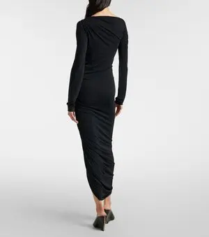 FERRAGAMO Ruched Jersey Midi Dress