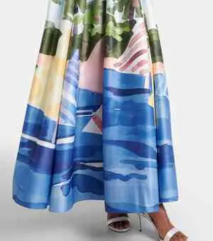 LEO LIN Printed Pleated Maxi Skirt