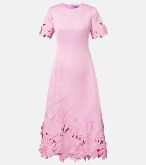 LEO LIN Floral-appliqué Embroidered Cocktail Dress - Pink