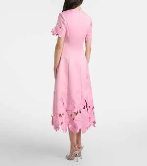 LEO LIN Floral-appliqué Embroidered Cocktail Dress - Pink