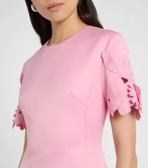 LEO LIN Floral-appliqué Embroidered Cocktail Dress - Pink
