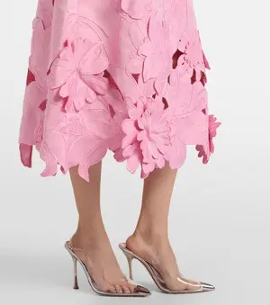 LEO LIN Floral-appliqué Embroidered Cocktail Dress - Pink