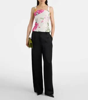 LEO LIN Isadora Floral Print Linen-blend Top