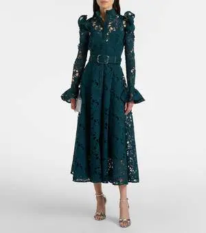 LEO LIN Aliyah Belted Lace Midi Dress