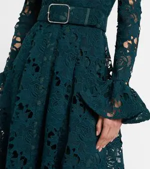 LEO LIN Aliyah Belted Lace Midi Dress