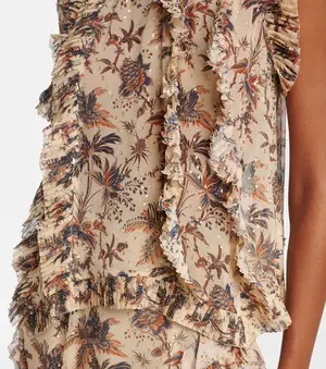 Ulla Johnson Sabra Printed Silk-blend Chiffon Top - Beige