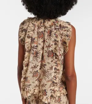 Ulla Johnson Sabra Printed Silk-blend Chiffon Top - Beige