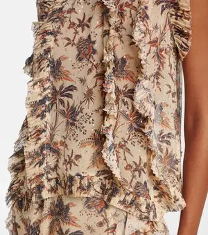 Ulla Johnson Sabra Printed Silk-blend Chiffon Top - Beige