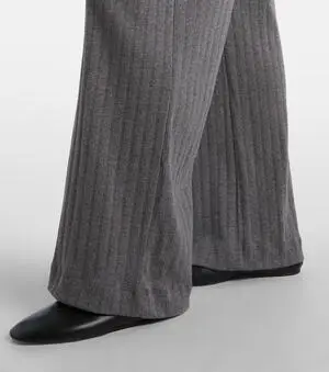 LESET Pointelle Cotton Wide-leg Pants - Grey