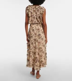 Ulla Johnson Adele Printed Silk-blend Chiffon Midi Skirt - Beige