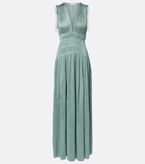 Ulla Johnson Ulla Johnson Tasneem Satin Plissé Gown Blue